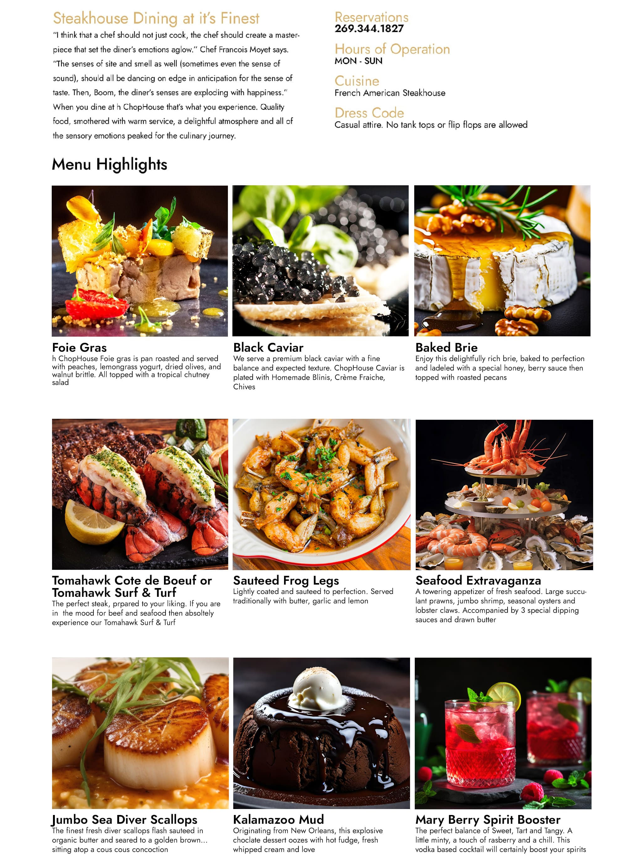 h ChopHouse Menu
